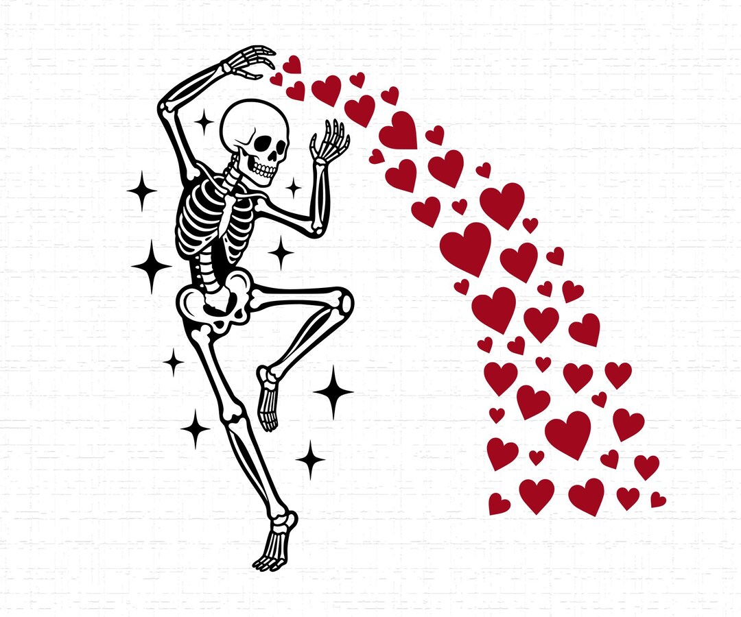 Valentine's Day Skeleton SVG, PNG: February 14th, Romantic Art, Love T ...