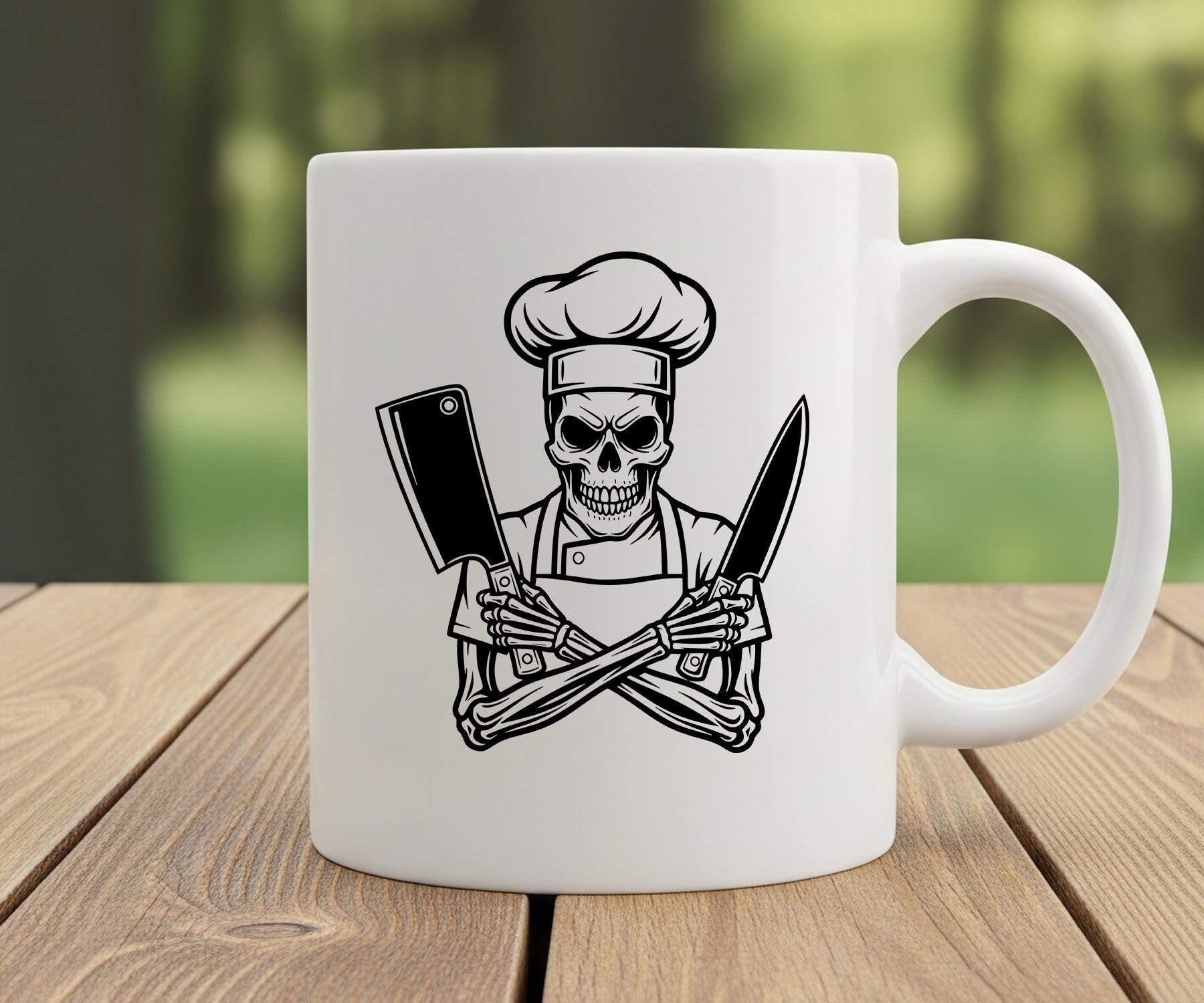 Chef Skeleton SVG: Culinary Skull With Cleaver and Knife, Restaurant ...