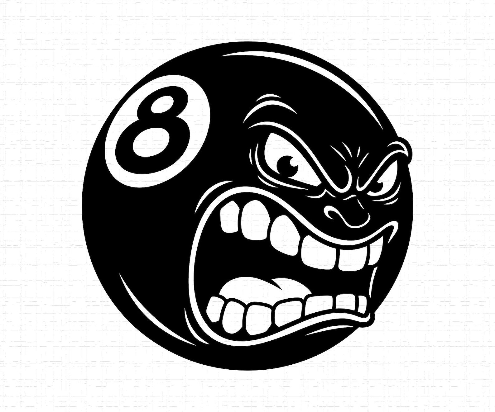 Angry Billiard 8 Ball SVG, PNG, Funny Pool Player Mascot Design ...