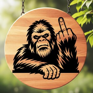 Peeking Bigfoot Middle Finger SVG, PNG: Funny Sasquatch, Yeti Believe ...