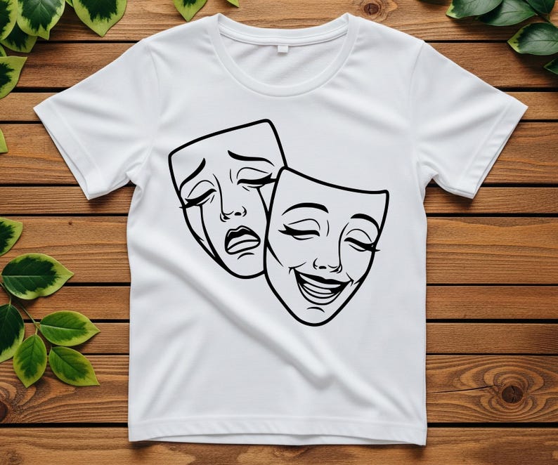 Laugh Now Cry Later Face Masks SVG: T-shirt Design, Comedy and Tragedy ...