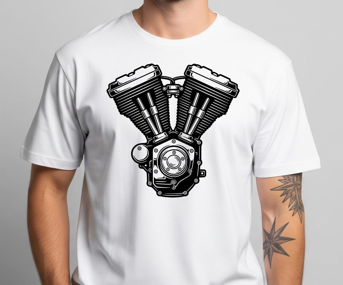 Motorcycle Engine SVG, PNG: V-twin Motor, Biker Gift, Garage Decor ...