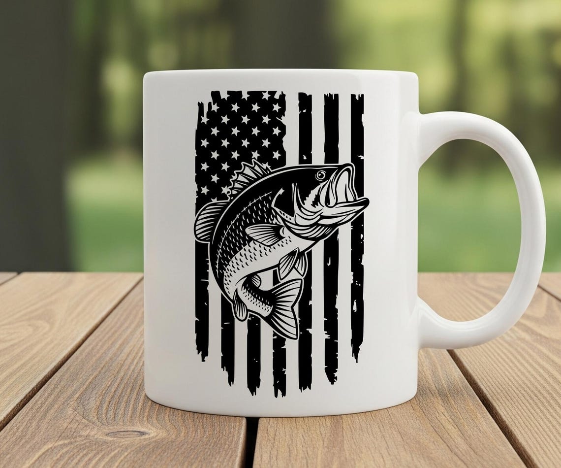 Bass Fish Flag SVG: Fishing Graphic, T-shirt Design Angler, Fishing ...