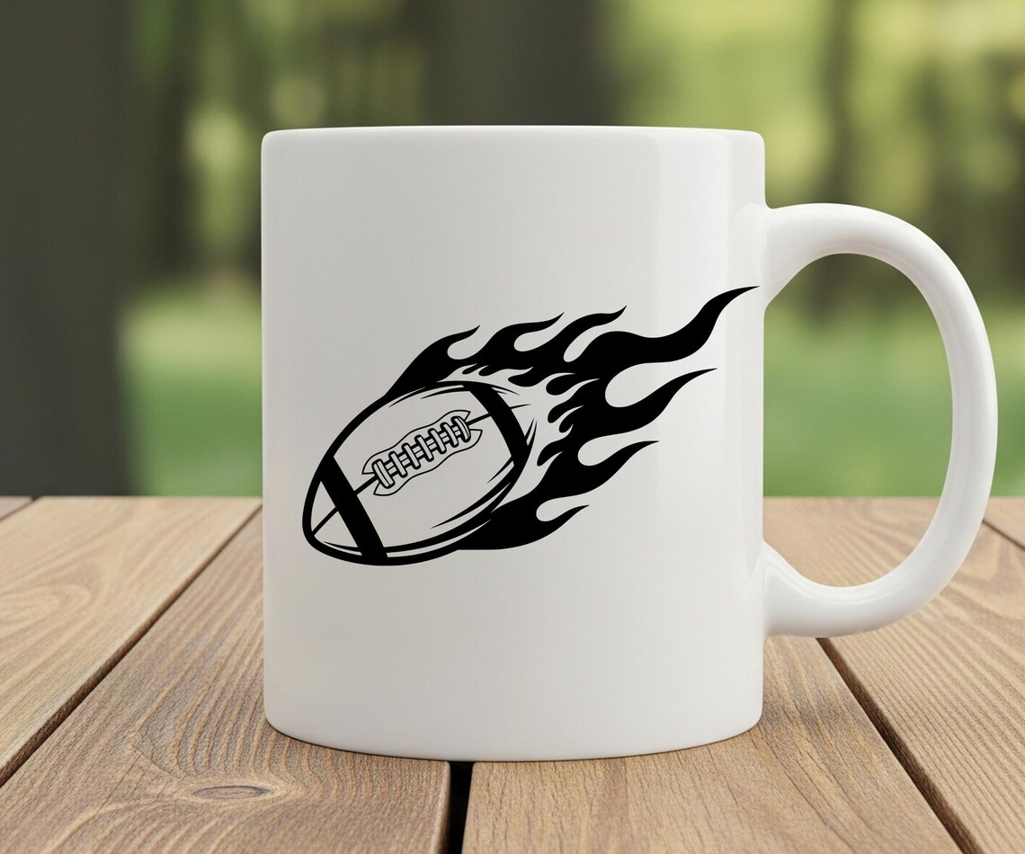 Flaming Football SVG: T-shirt Design Game Day, School Football, Playoff ...