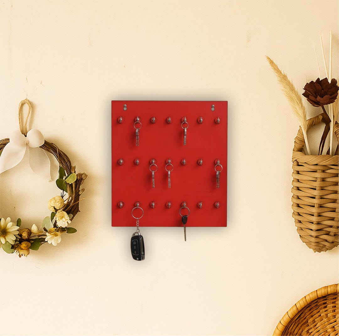 Large Key Rack | Wooden Key Holder With 21 Hooks | Wall Mounted Key ...