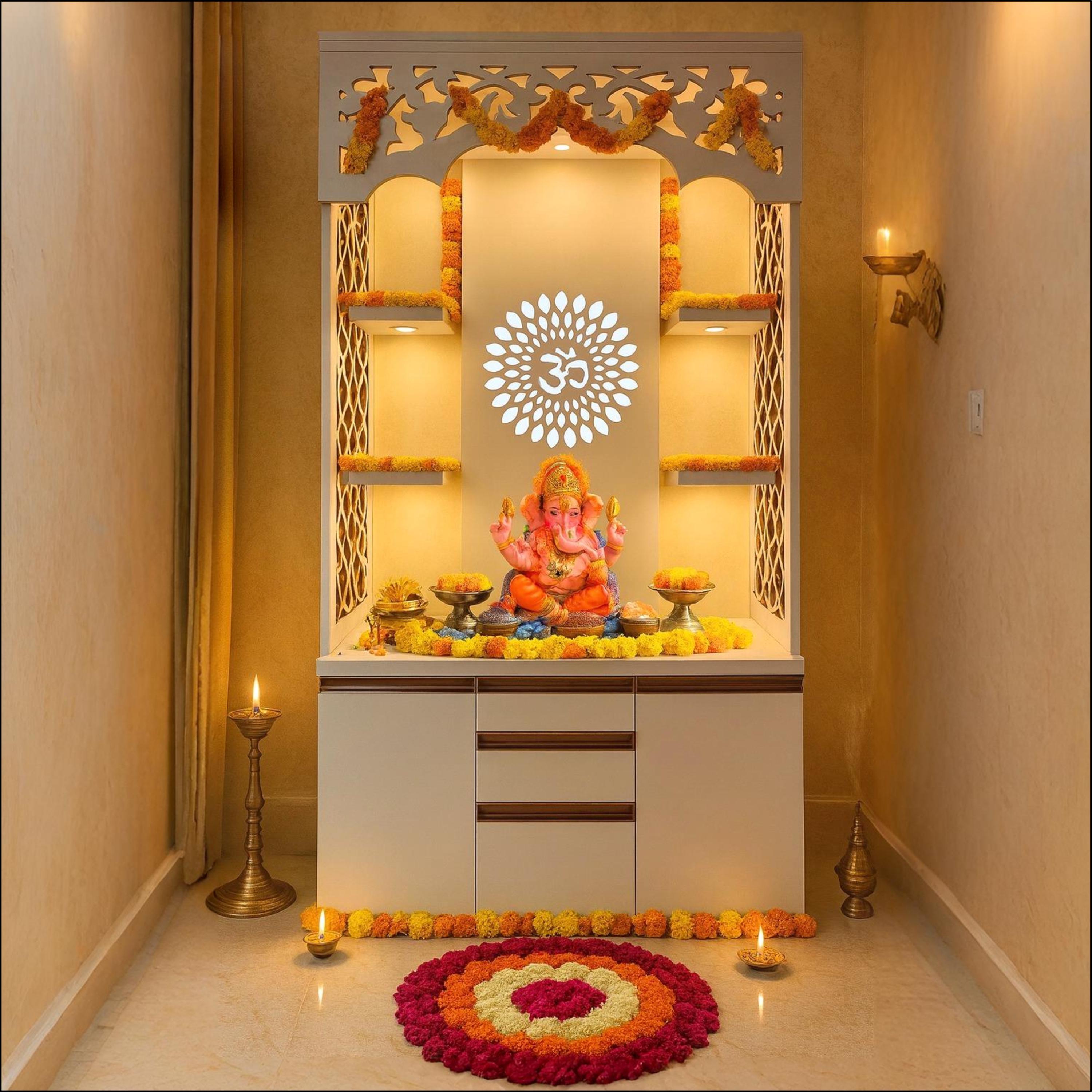 Frosty White Pooja Mandir | Modern LED Backlit Hindu Temple - Etsy