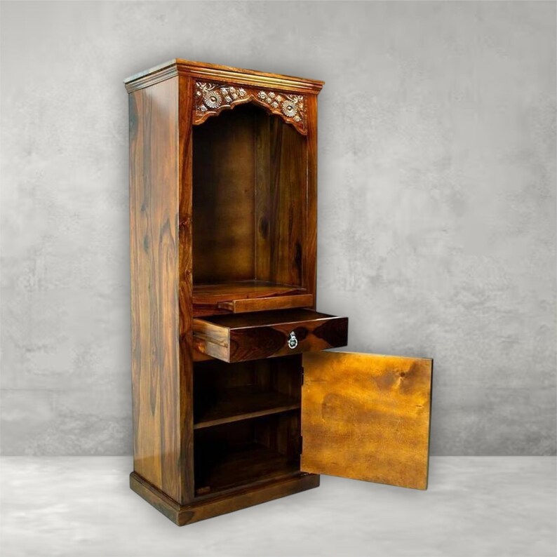 Solid Wood Pooja Mandir for Home | Handcrafted Wooden Temple With ...