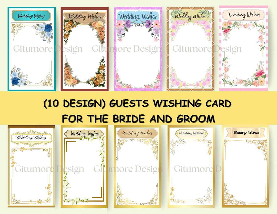 Printable Wedding Wishing Card | Guests Wishing Card for the Bride and ...