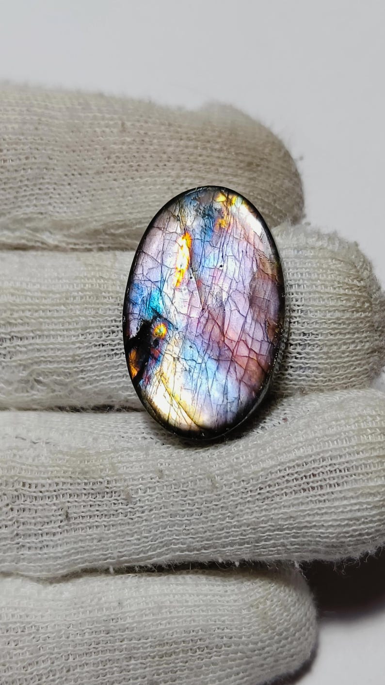 Oval Shape Purple Multi Flash Labradorite Cabochon – Hand Polished ...
