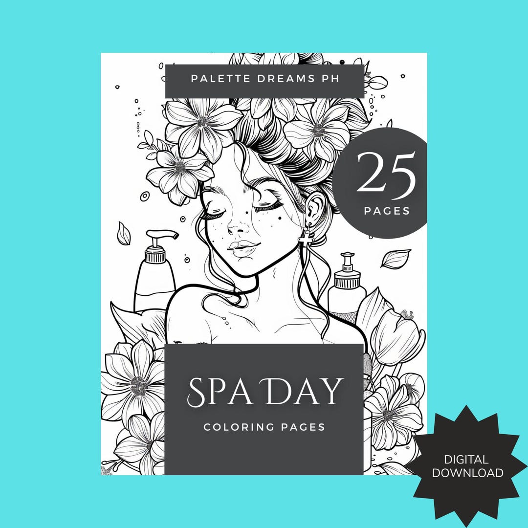 Spa Day Coloring Pages | Relaxation Printable Art | Self Care Coloring ...