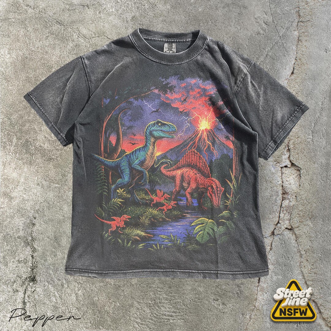 Vintage Jurassic Dinosaur 90s Graphic T-shirt, Retro T-rex ...