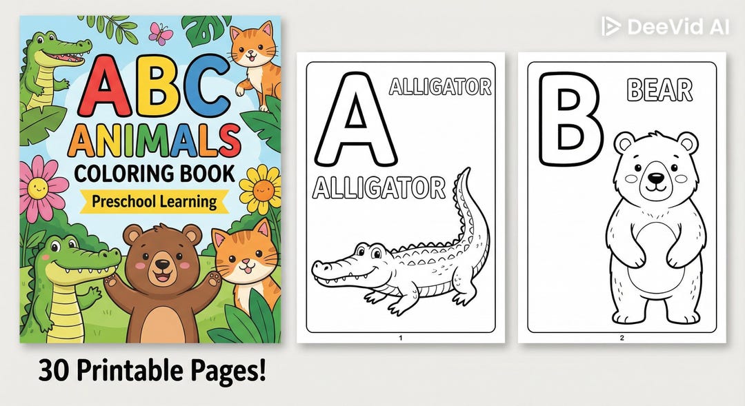 Forest Animals ABC Coloring Book for Kids (digital Download) - Etsy UK