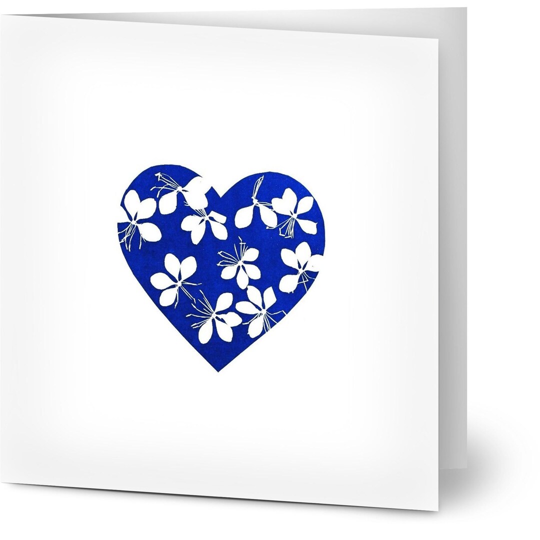 Pack of 10 Greeting Cards Botanical Love Heart Cyanotype Design - Etsy