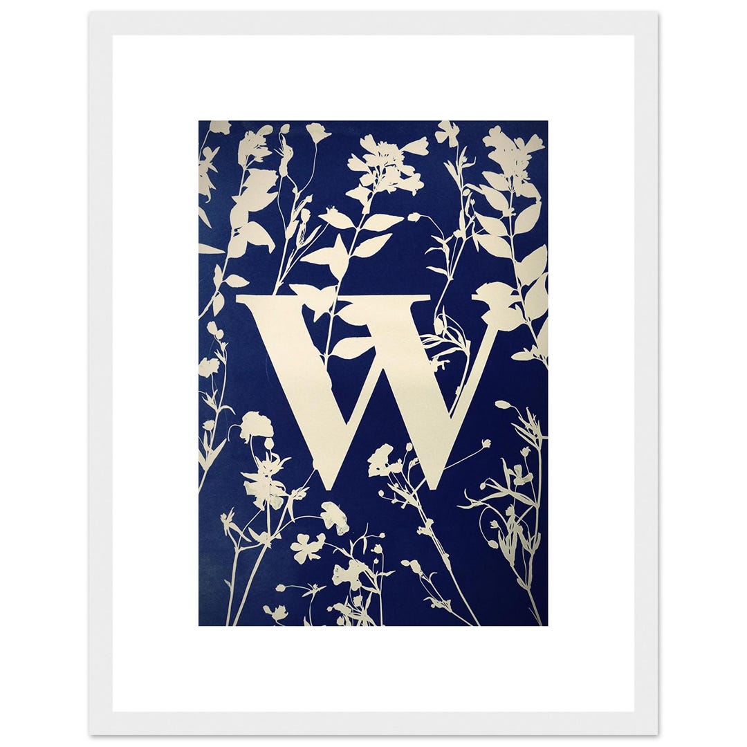 Personalized Alphabet Cyanotype Classic Matte Paper Wooden Framed ...