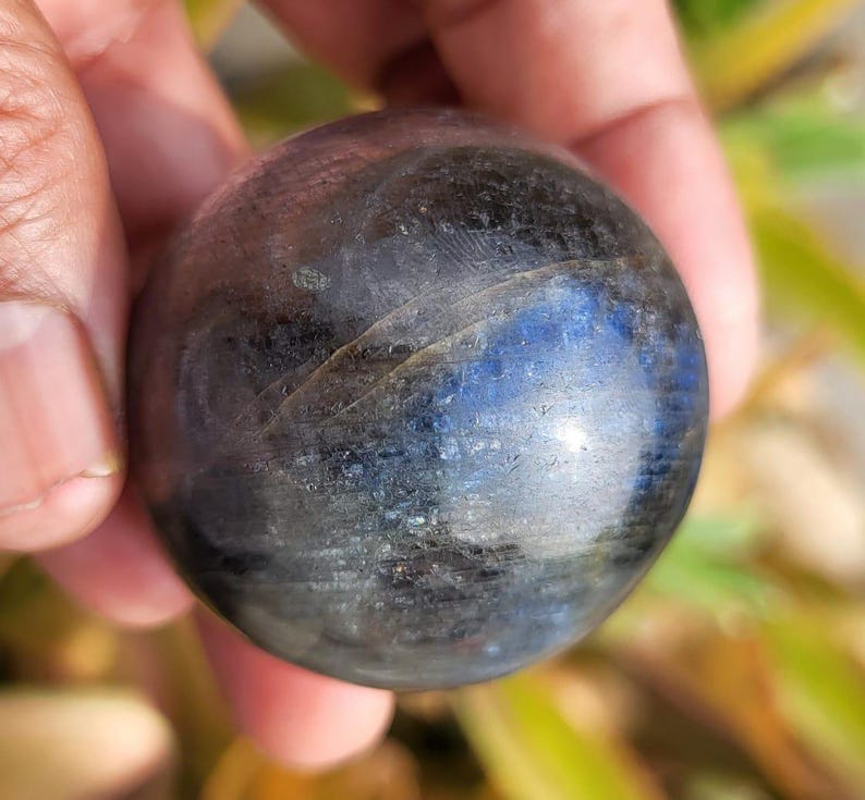 Natural Blue Sapphire Sphere: Healing Crystal, Spiritual Decor (45mm ...
