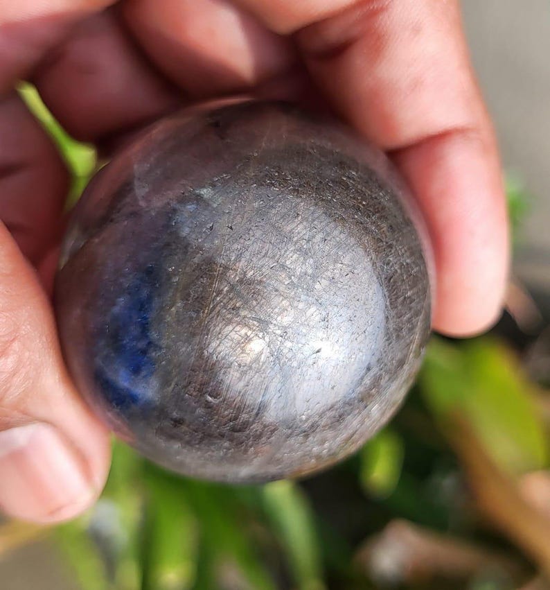 Natural Blue Sapphire Sphere: Healing Crystal, Spiritual Decor (45mm ...