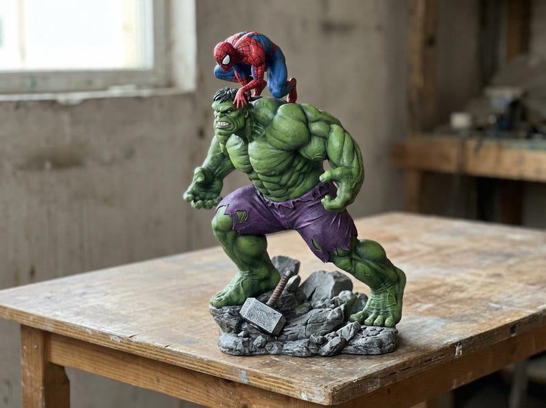 Hulk Vs Spider Hero Inspired 3D STL File | Superhero Diorama Statue ...