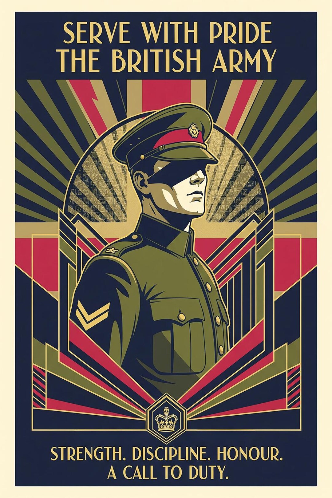 British Army Art Deco Poster - Vintage Military Wall Art - Digital ...