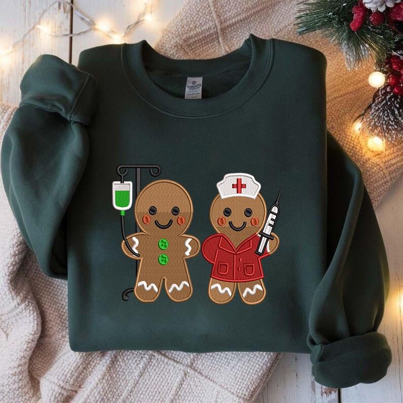 Gingerbread Nurse Doctor Embroidery Design, Medical Christmas Cookie ...