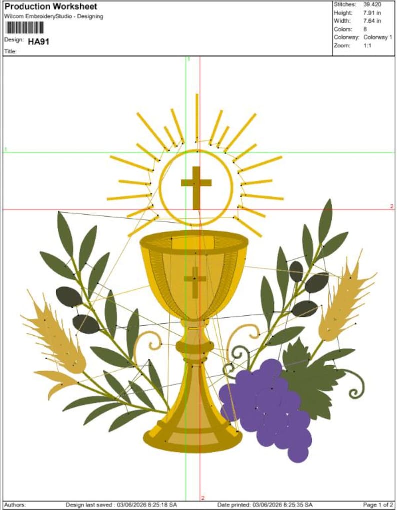 Communion Chalice Embroidery Design, Catholic Machine File, First ...