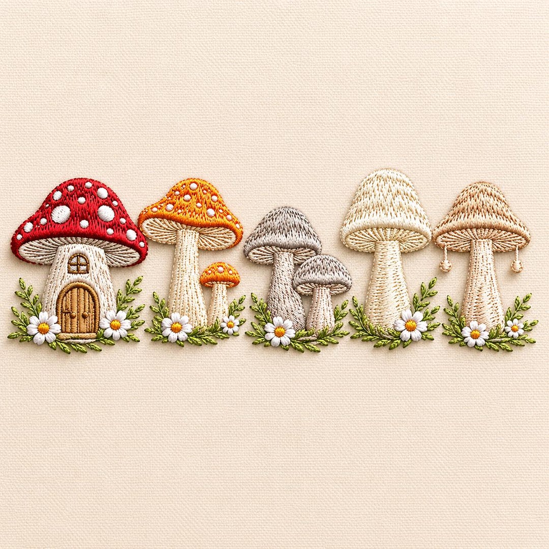 Mushroom Border Embroidery Design, Forest Cottagecore Machine File (5 ...