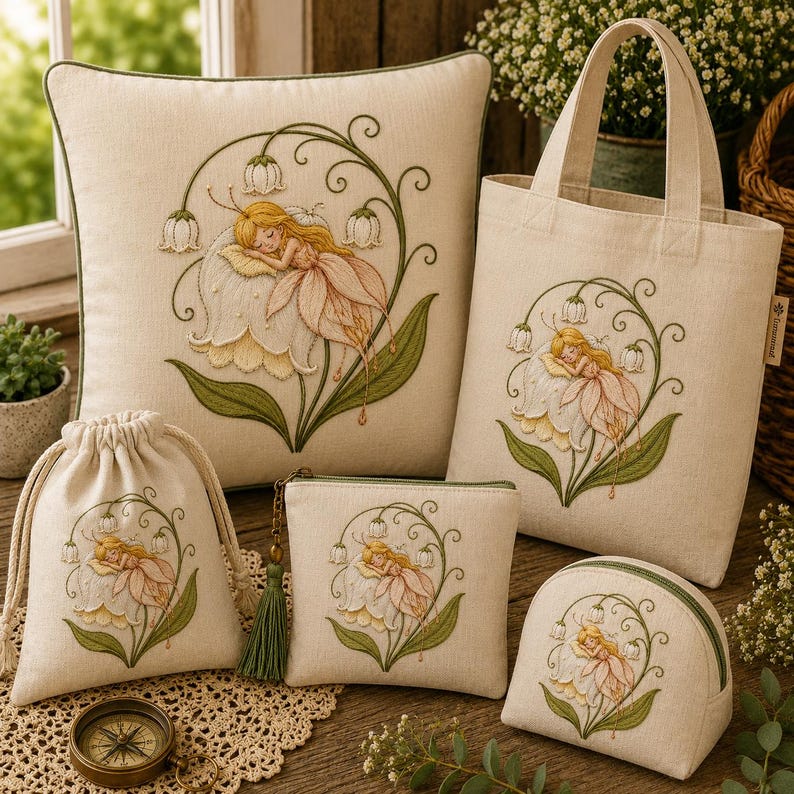 Sleeping Fairy Embroidery Design, Lily of the Valley Machine File ...