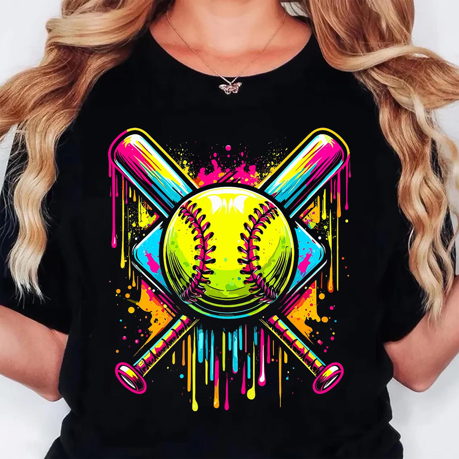 Softball Drip PNG Bundle, Neon Ice Cream Drip Softball Clipart, Respect ...