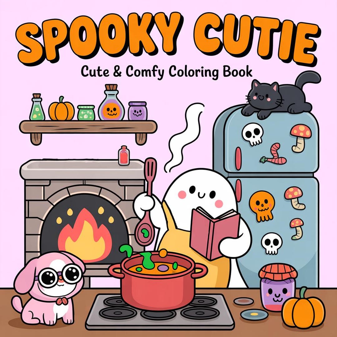 Spooky Cutie: Adorable Creepy Creatures in Cozy Hygge Moments Coloring ...