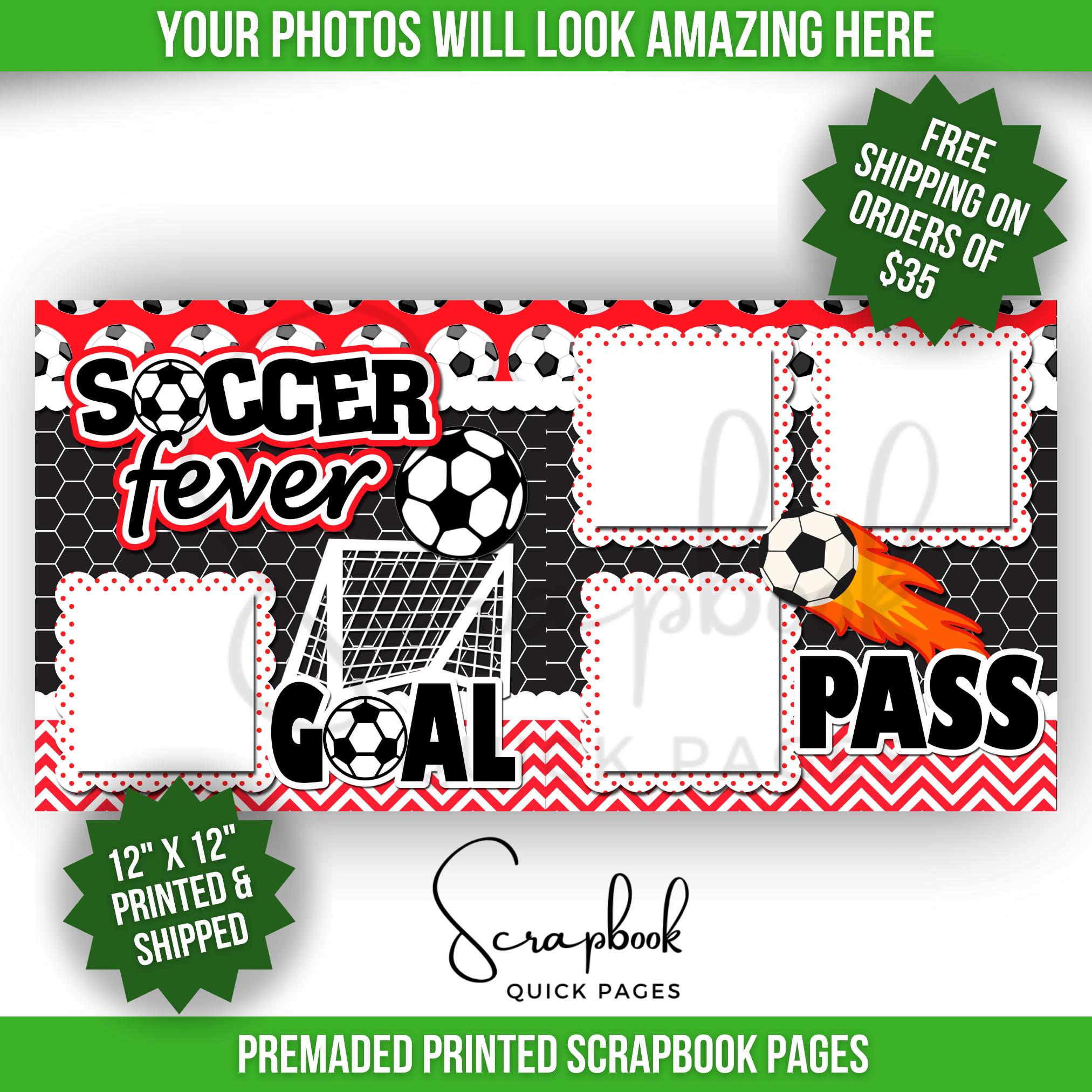 Soccer Scrapbook Pages Red Premade Game Day Sports Scrapbook Layout ...