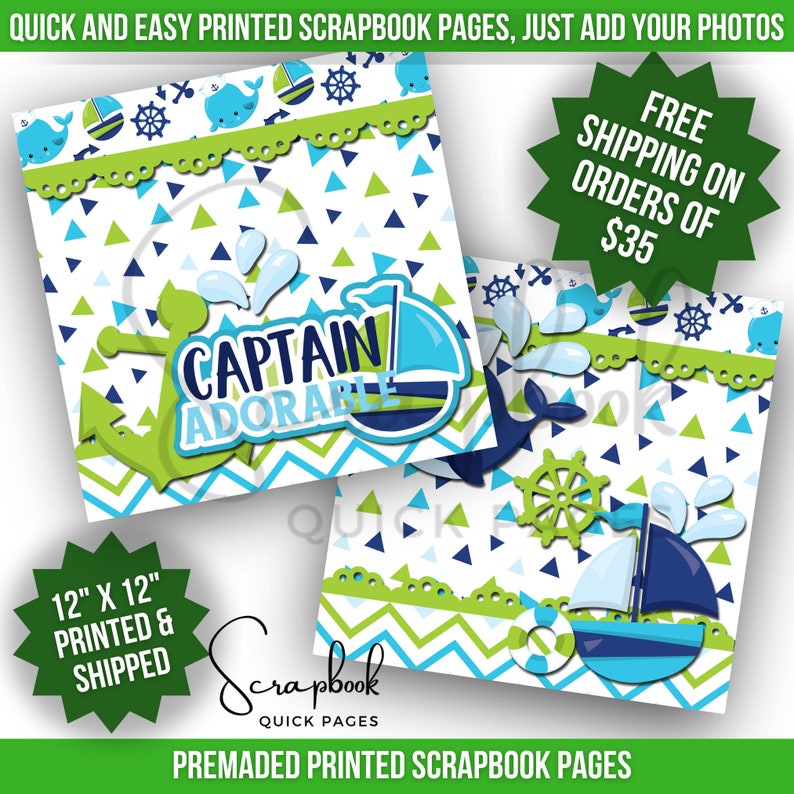 Captain Adorable Baby Scrapbook Layout Nautical Baby Boy Scrapbook ...
