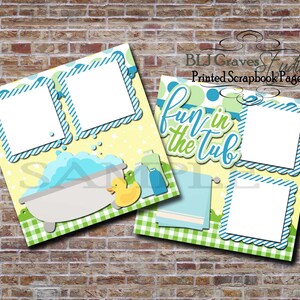 Bathtub Fun PRINTED Scrapbook Layout Bath Time Boy Scrapbook - Etsy