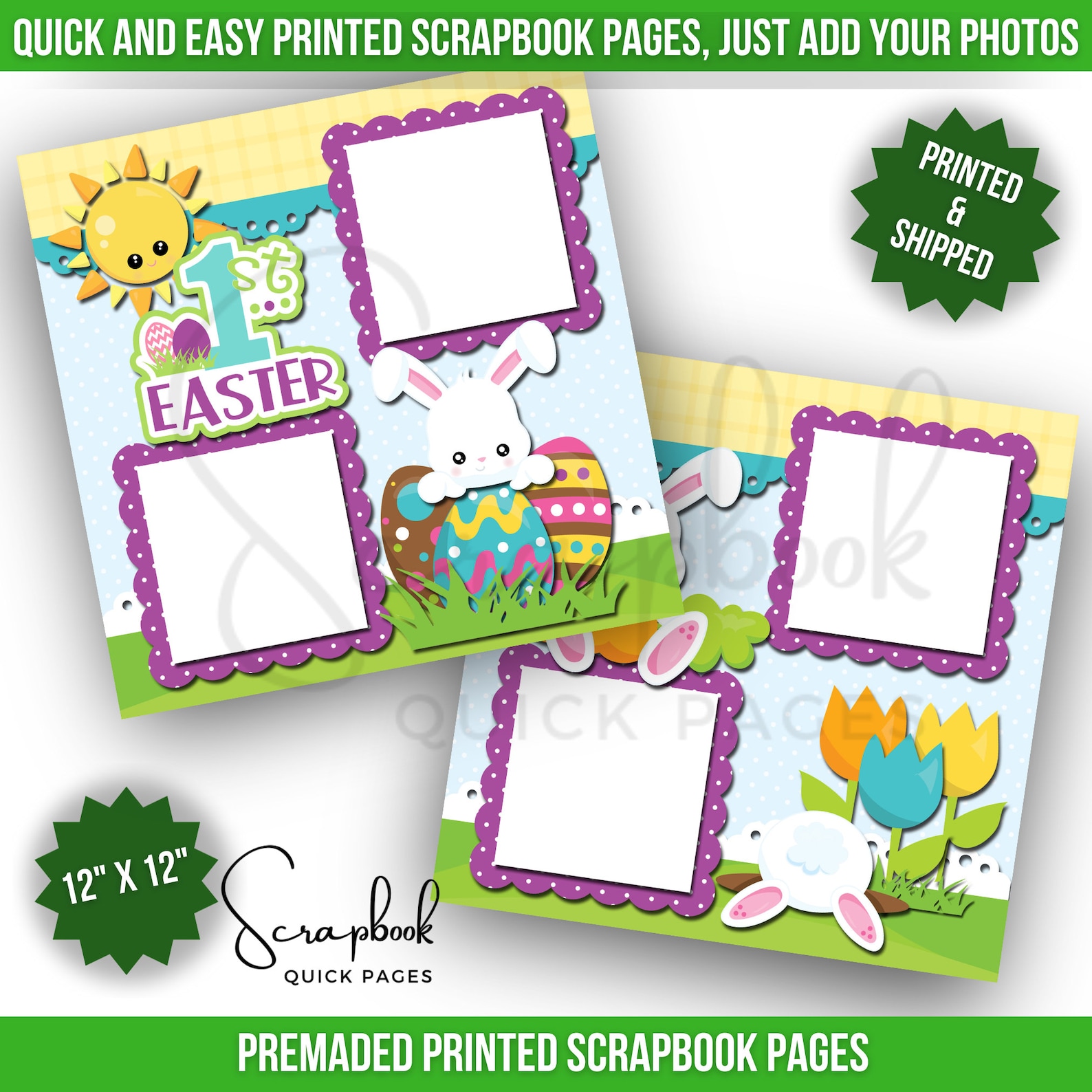 Easter Premade Scrapbook Page PRINTED 12x12 Baby's First Easter ...