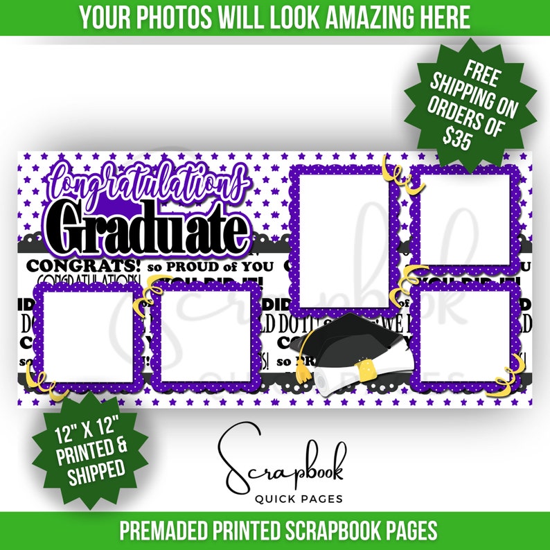 Graduation Scrapbook Layout High School Scrapbook Quick Page College ...