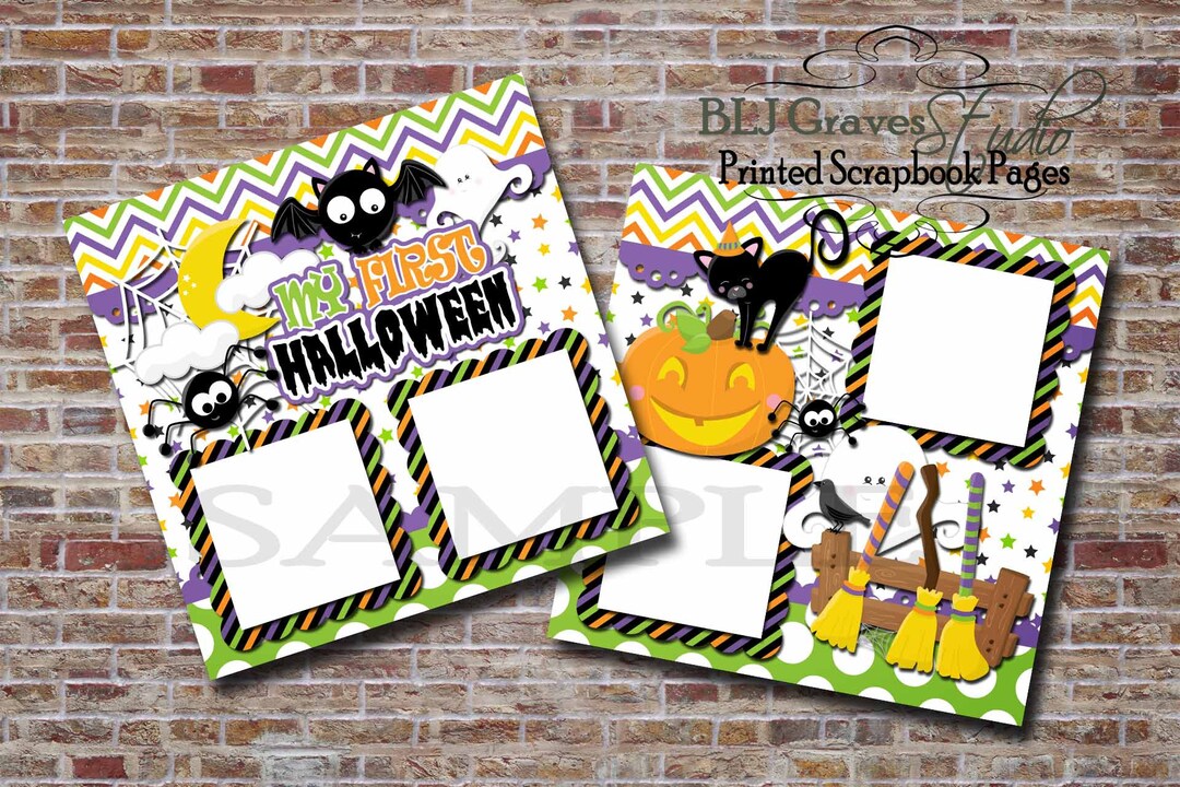 Baby First Halloween Bats Spider 2 Premade PRINTED - Etsy