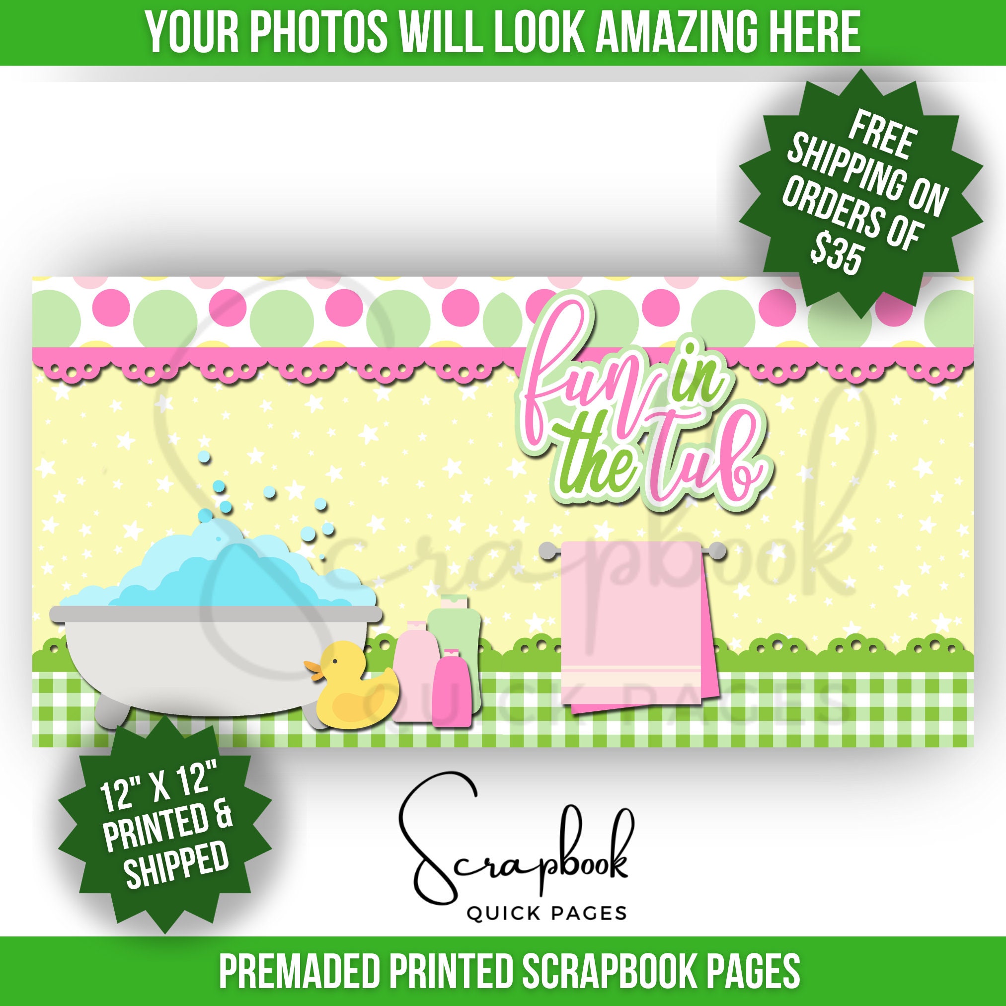 Bath Time Scrapbook Layout Fun in the Tub PRINTED Scrapbook Quick Page ...