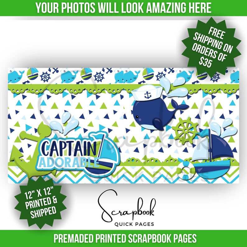 Captain Adorable Baby Scrapbook Layout Nautical Baby Boy Scrapbook ...