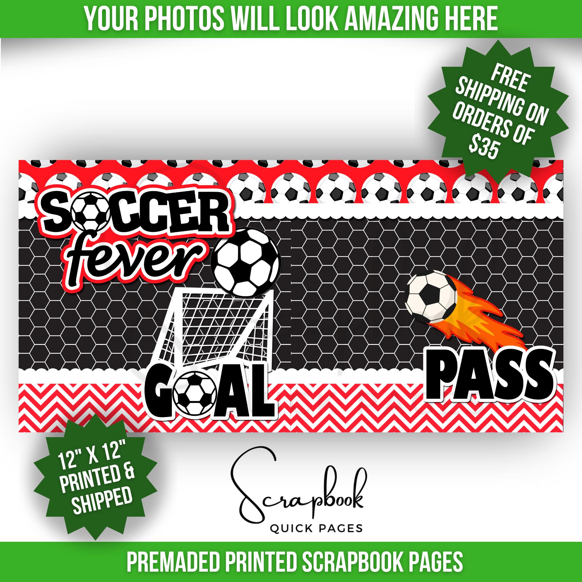 Soccer Scrapbook Pages Red Premade Game Day Sports Scrapbook Layout ...