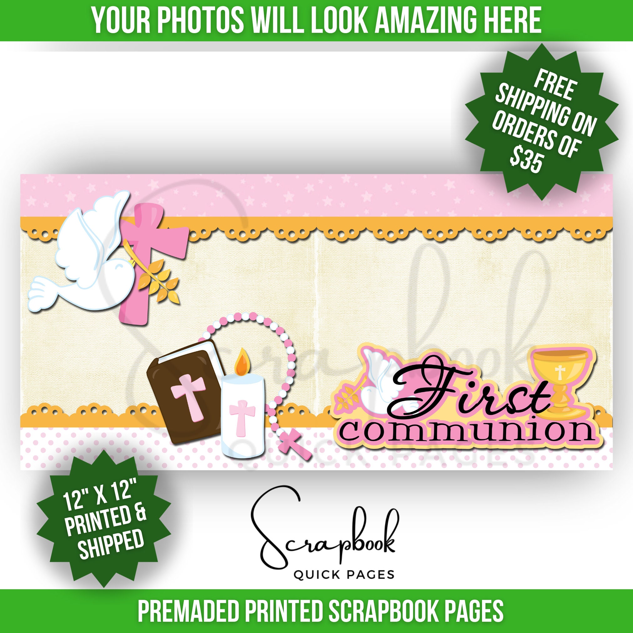 First Communion Scrapbook Pages Premade PRINTED Boy Communion Scrapbook ...