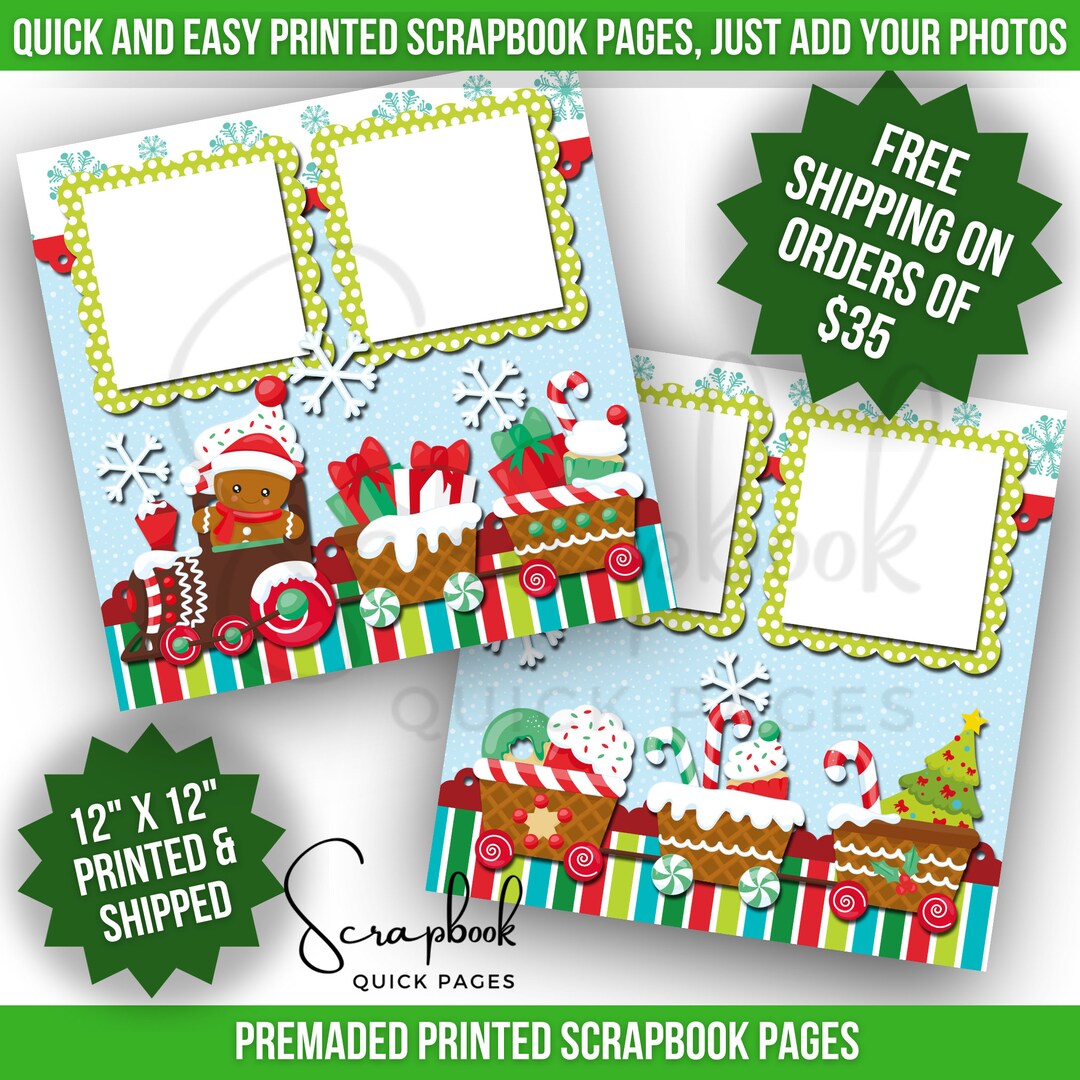 Christmas Scrapbook Layout Gingerbread Train Scrapbook PRINTED Pages ...