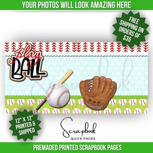 Baseball Scrapbook Page PRINTED Sports Scrapbook Layout Premade PRINTED ...