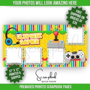 Gamer Scrapbook Page Premade PRINTED Scrapbook Quick Page Video Game ...