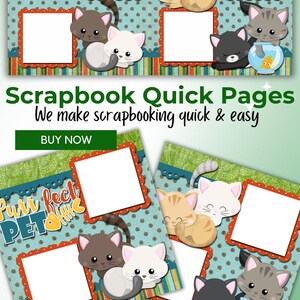 Cat Scrapbook Pages Premade PRINTED 12x12 Kitten Pet Scrapbook Quick ...