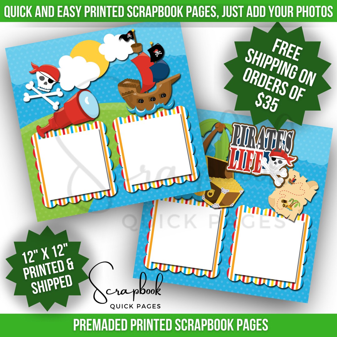 Pirate Scrapbook Pages Premade Pirate's Life Caribbean PRINTED Premade ...