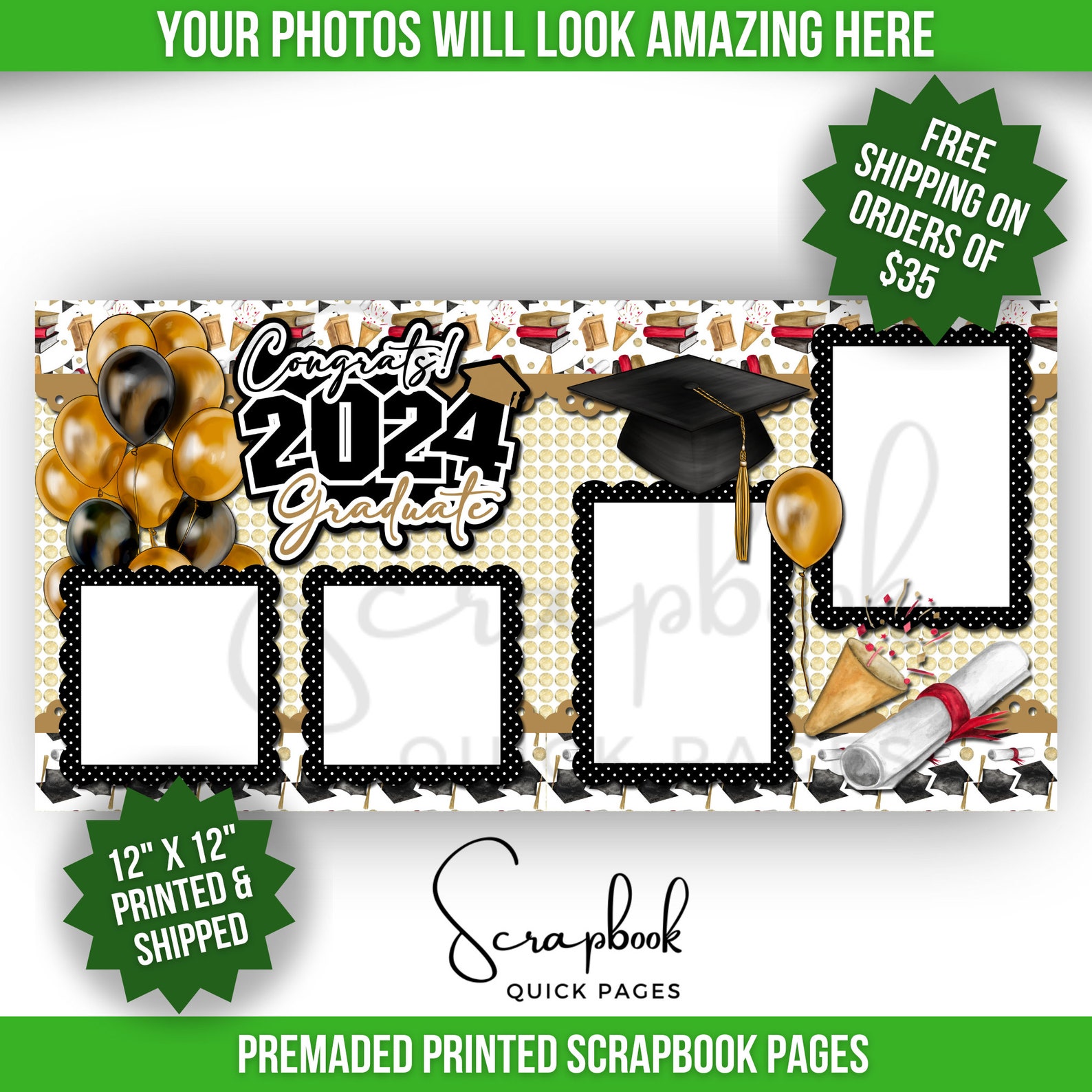 College Graduation Scrapbook Page Premade High School Graduation ...