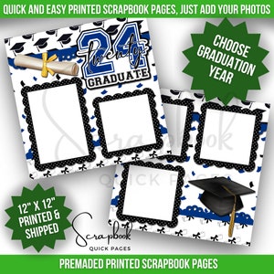 Blue Graduation Scrapbook Page Premade High School Graduation Scrapbook ...