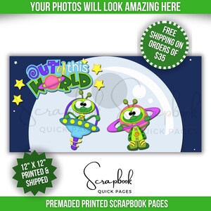 Outer Space Alien Scrapbook Layout Premade PRINTED 12x12 Scrapbook ...