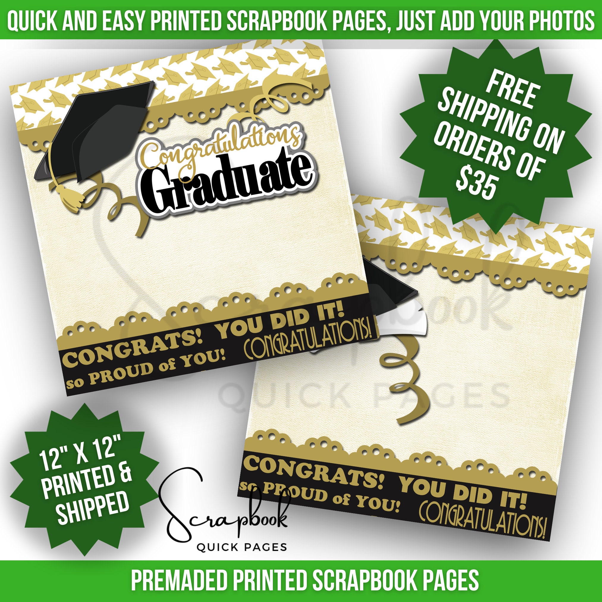 Graduation Scrapbook Pages Premade PRINTED High School Grad Scrapbook ...