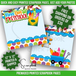 Preschool Scrapbook Layout PRINTED 12x12 Premade First Day of Preschool ...