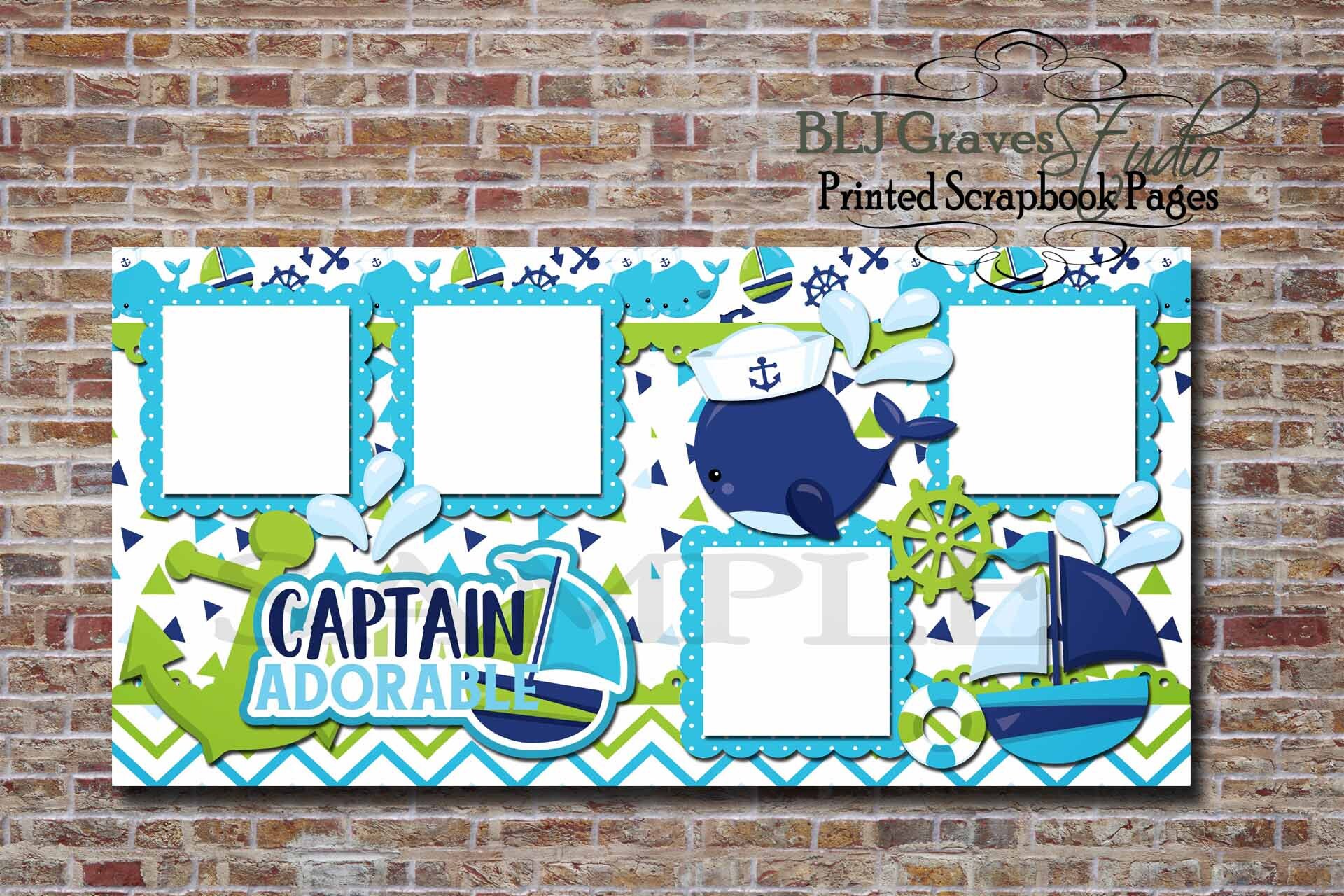 Captain Adorable Baby Scrapbook Layout Nautical Baby Boy - Etsy