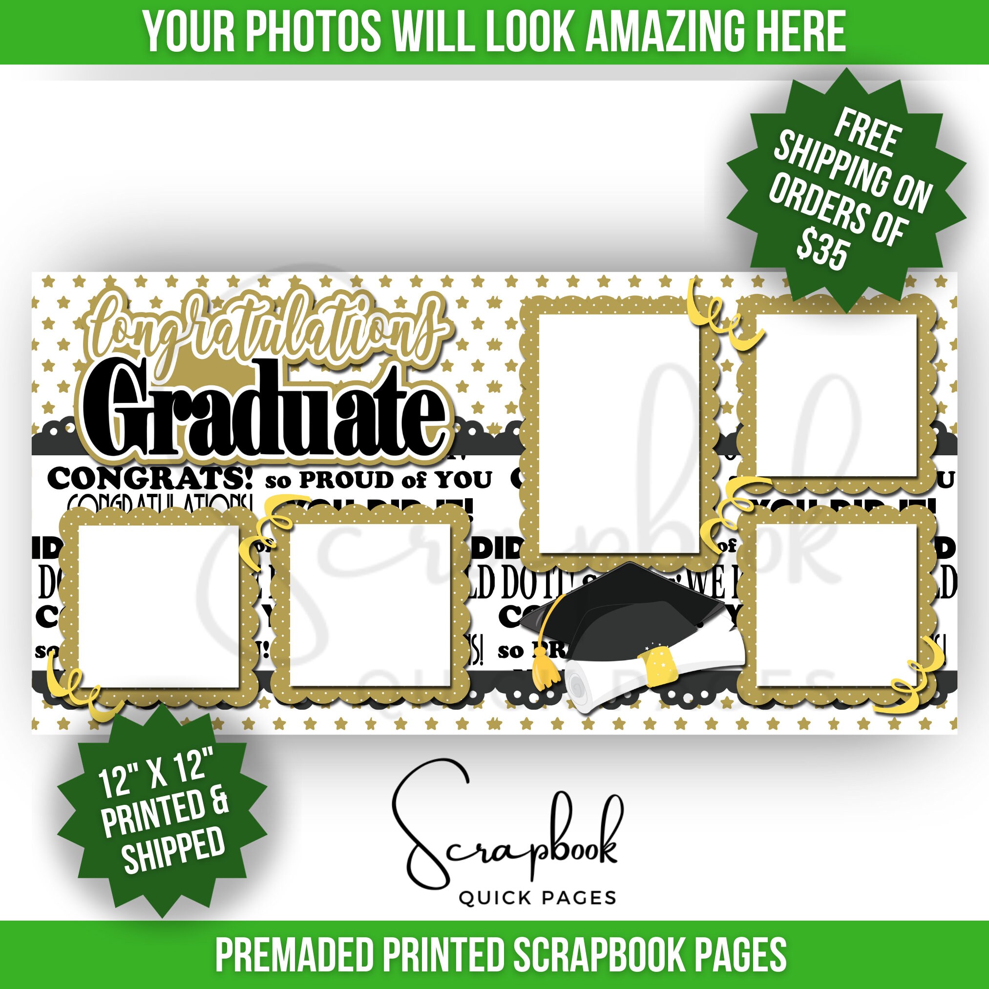 Graduation Scrapbook Page Premade PRINTED High School Graduation ...